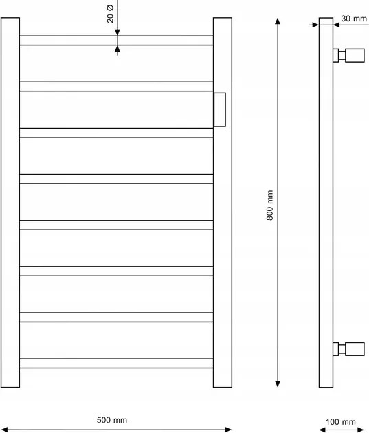 Gamma Erga Pago, elektrické topné těleso 500x800 mm s digitálním termostatem na postavení nebo na zeď, 200W, bílá matná, ERG-LAV-GRZE-E-ST88080500-WH