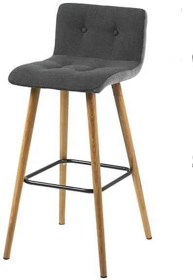 Design by scandinavia Barová židle Fredy (SET 2 ks), tm. šedá, tmavě šedá  4564 | BIANO