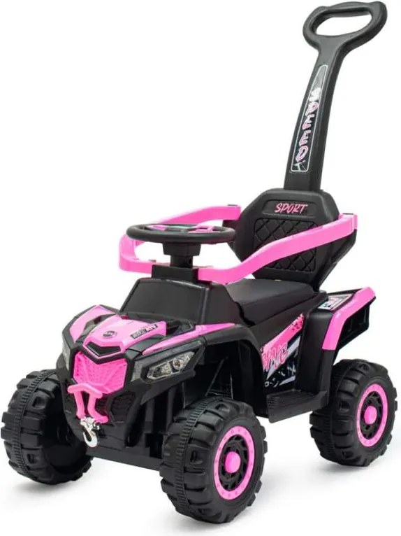 Dětské elektrické odrážedlo Baby Mix Ruggy s vodící tyčí baby pink
