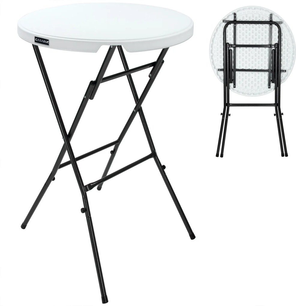 Barový stolek skládací plast Ø72cm bílá