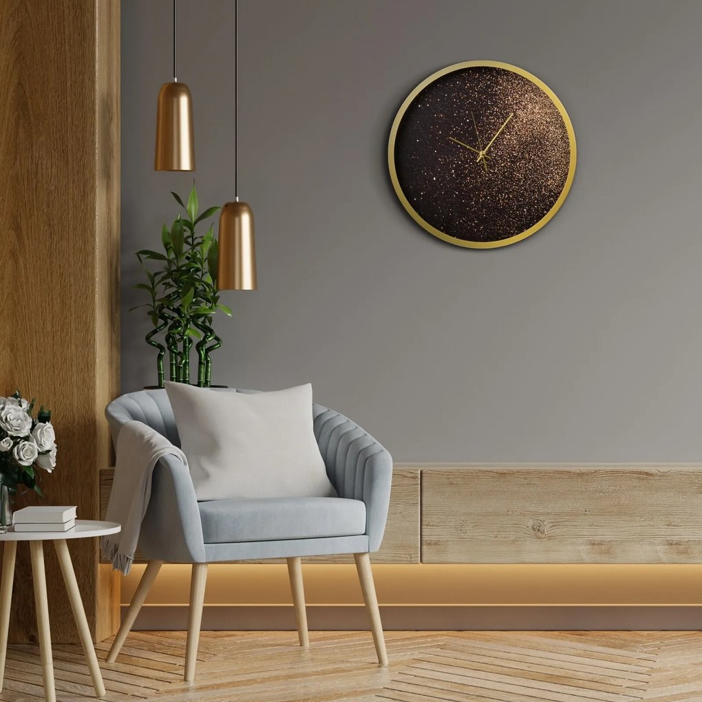 Dekorační nástěnné hodiny v moderním stylu, zdobené třpytkami