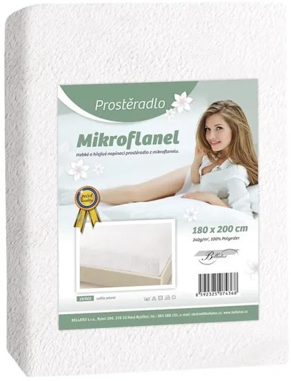 Bellatex Prostěradlo Mikroflanel bílá rozměr 180x200 cm