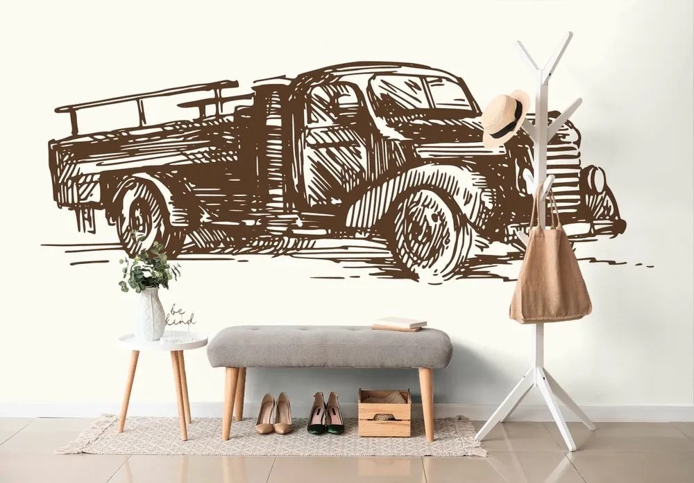 Samolepící tapeta retro nákladní automobil - 150x100 cm