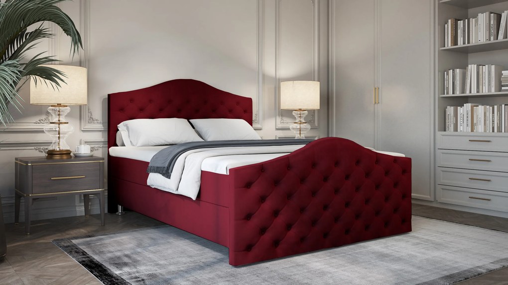 SFAB Kontinentální čalouněná postel ROMA (160x200 cm) Látka Velutto: Zelená (Velutto 10)