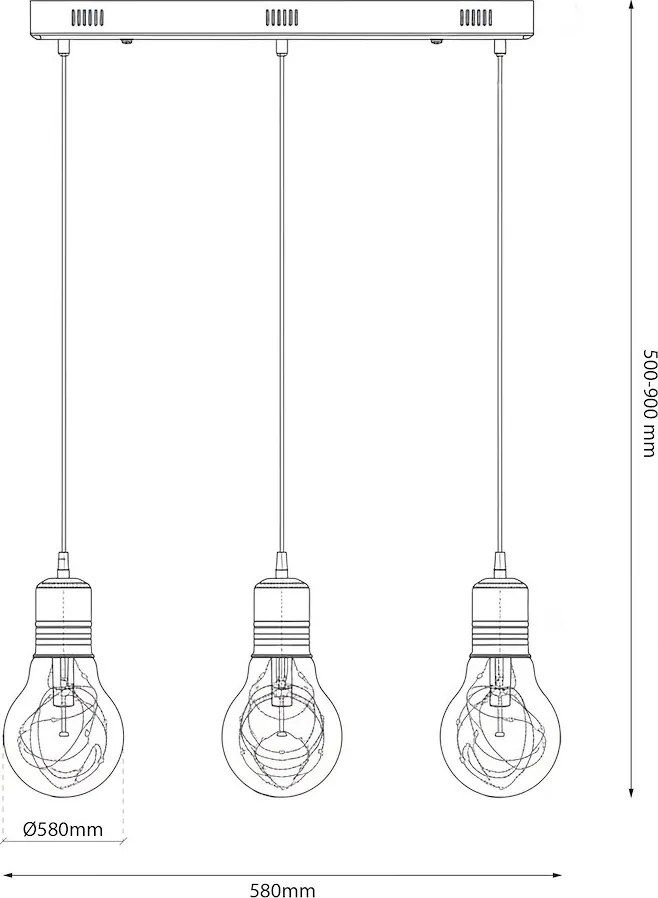 Závěsné svítidlo Bulb 3, chromové tělo svítidla, ch