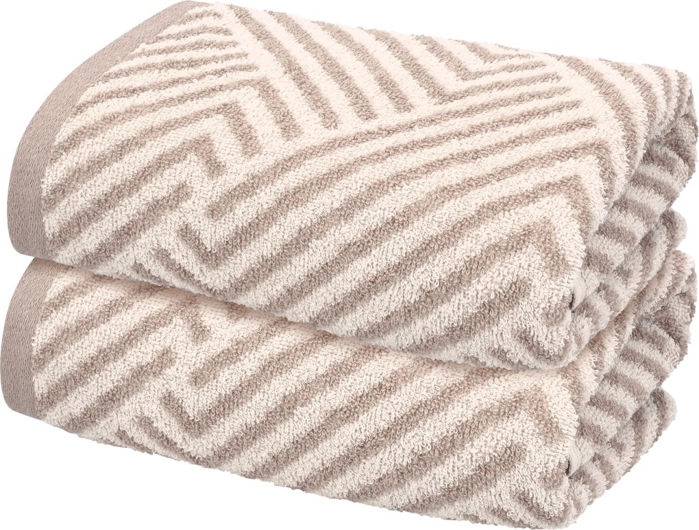 Livarno® Froté ručník, 50 x 100 cm, 500 g/m², 2 kusy (vzorovaná/béžová)