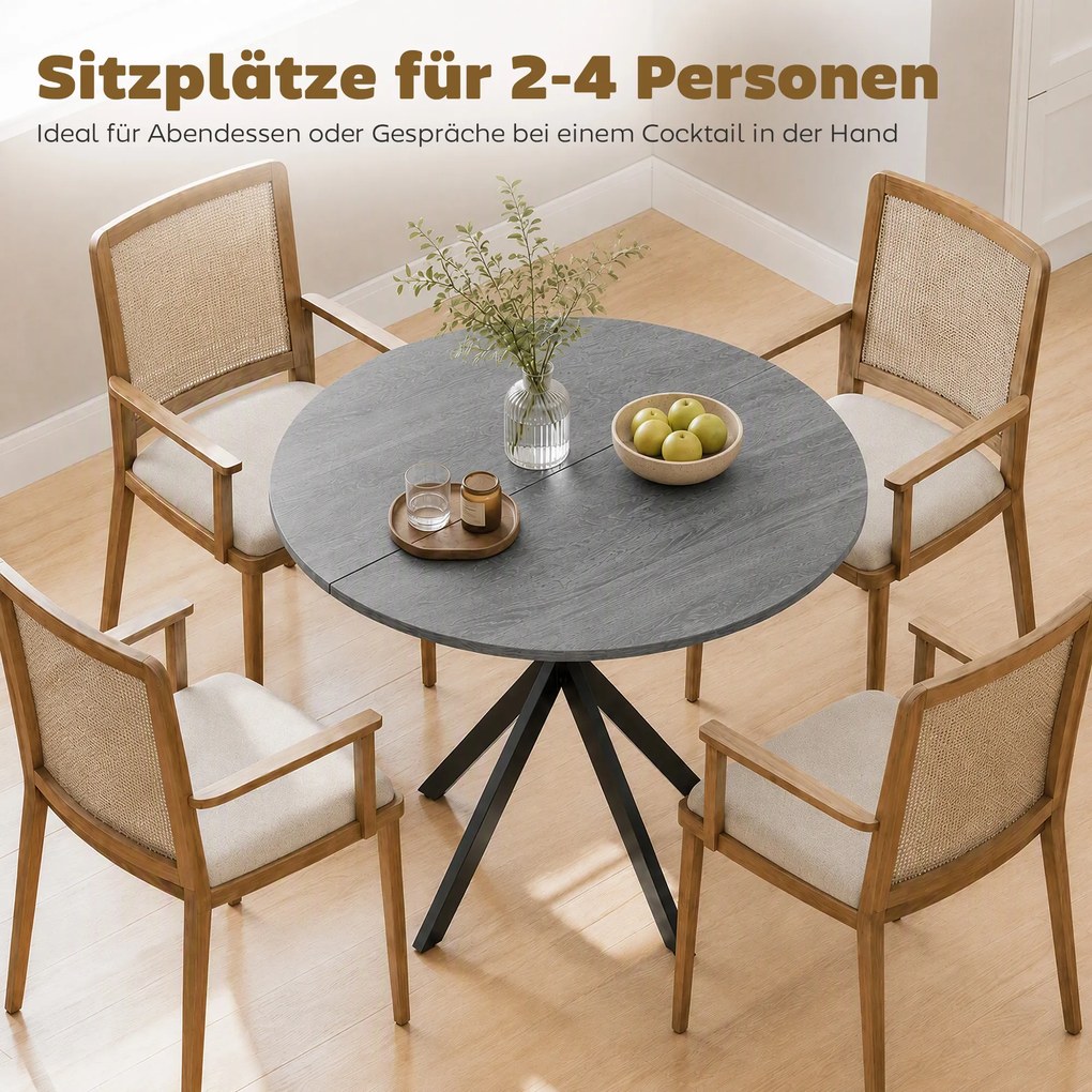 HOMCOM kulatý jídelní stůl, průměr 80 cm, průmyslové ocelové X-nohy, do kuchyně/jídelny/domácí kanceláře, šedý
