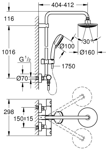 GROHE 27922000 - Sprchový systém TEMPESTA COSMOPOLITAN 160 mm lesklý chrom