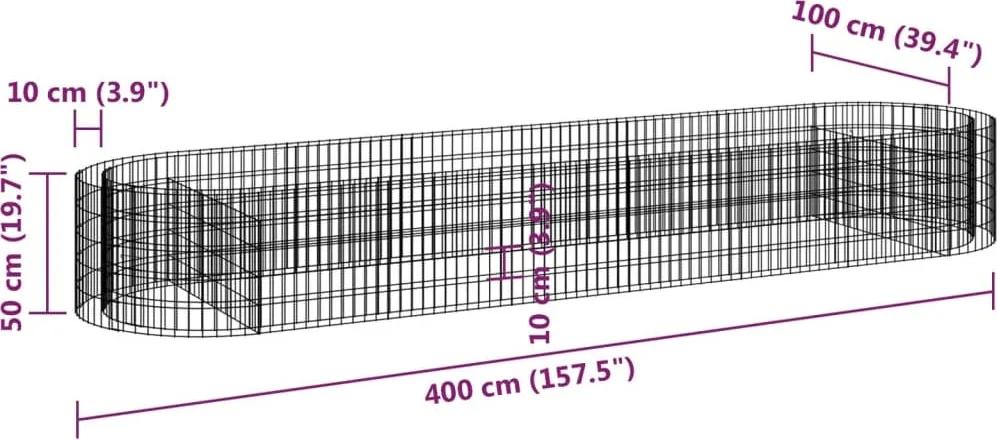 vidaXL Gabionový vyvýšený záhon pozinkované železo 400 x 100 x 50 cm [152042]