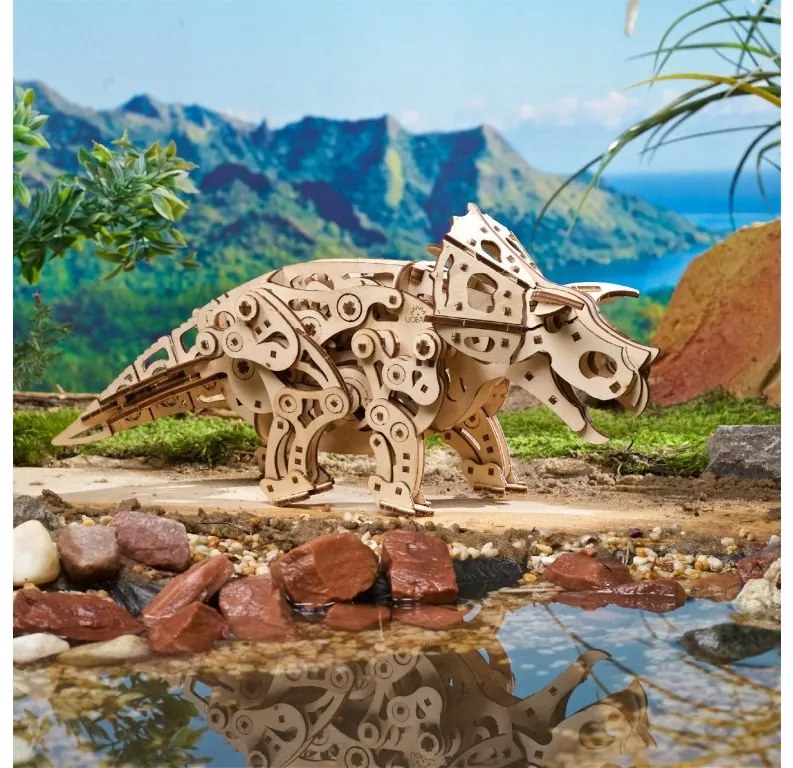 Ugears 3D dřevěné mechanické puzzle Triceratops
