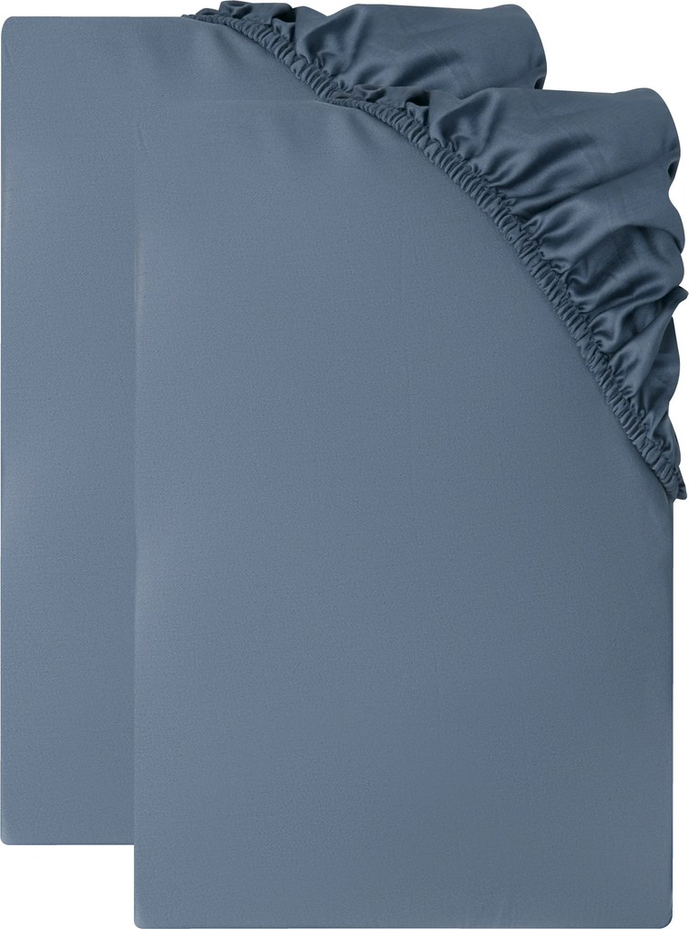 Livarno® Sada saténových napínacích prostěradel, 90-100 x 200 cm, 2dílná, tmavě modrá