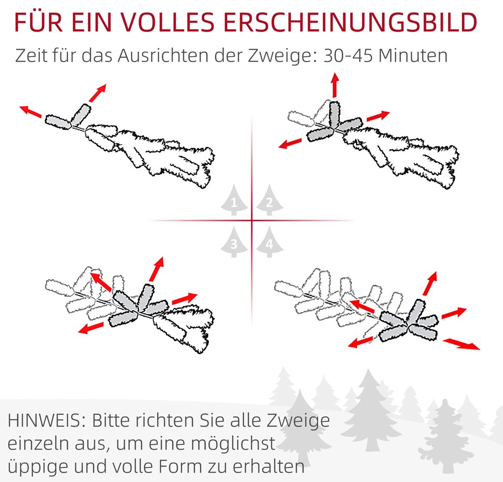 HOMCOM Vánoční stromek 180 cm umělá jedle s umělým sněhem