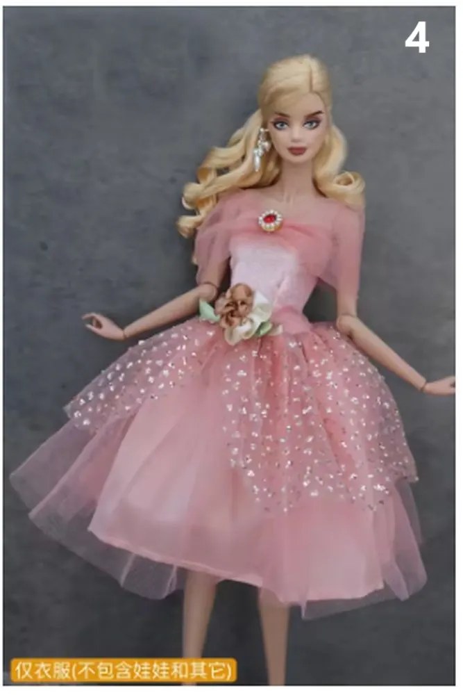 Bílé/růžové krajkové šaty pro panenku Barbie Varianta: 4