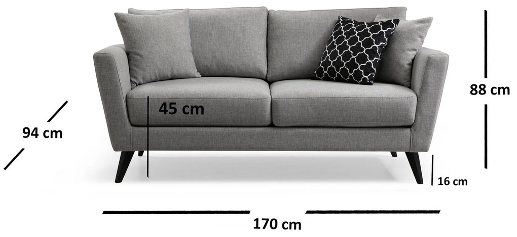 Hanah Home Dvoumístná pohovka MAYORKA šedá 170 cm 560ARE1502