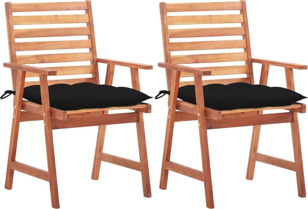 vidaXL Zahradní jídelní židle 2 ks s poduškami masivní akáciové dřevo [3064338] Barva: Modrá