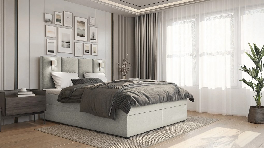 SFAB Kontinentální čalouněná postel PARMA (140x200 cm) Barva látky: Černá (Inari 100)