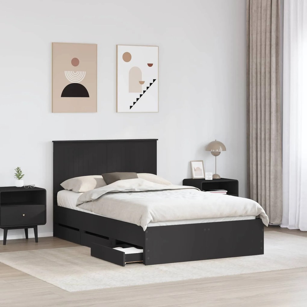 Rám postele se zásuvkou Černá 120 x 190 cm Inženýrské dřevo 3411139