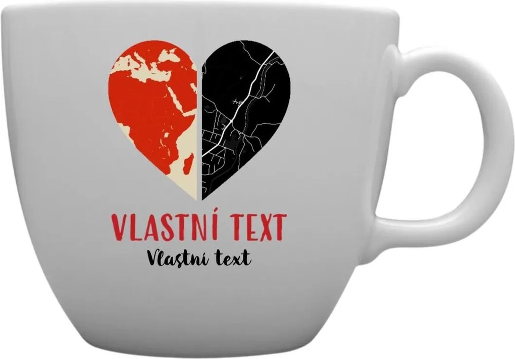Personalizovaný MEGA XXL keramický hrnek 1 000 ml - Dvě místa, jedno srdce