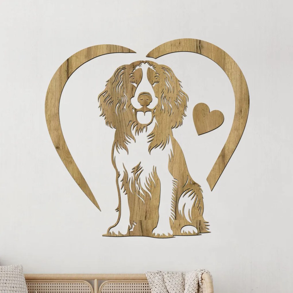 dřevo života Dřevěná dekorace psa Špringršpaněl v srdci Zvolte rozměr (cm): 60x58, Zvolte barvu dekoru: Černá