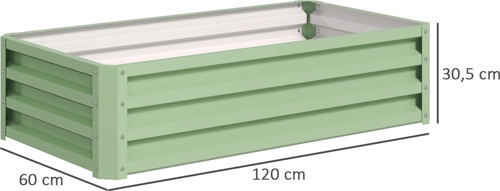 Outsunny Zvedený Záhon z Oceli, Zahradní Rámeček s Otevřeným Dnem pro Pěstování Zeleniny 120x60x30,5 cm na Balkon, Terasu, Květináč pro Květiny, Rost…