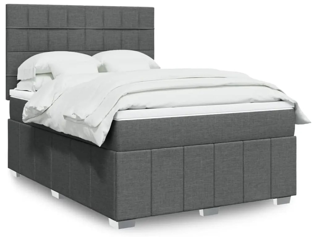 Box spring postel s matrací tmavě šedý 140 x 190 cm textil 3293964