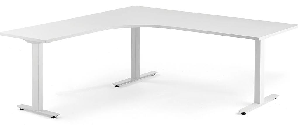 AJ Produkty Rohový psací stůl MODULUS, T-nohy, 2000x2000 mm, bílý rám, bílá