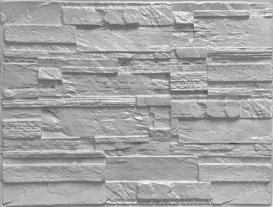 Obkladové panely 3D PVC 18, rozměr 440 x 580 mm, ukládaný kámen šedý s hnědým žíhaním, IMPOL TRADE