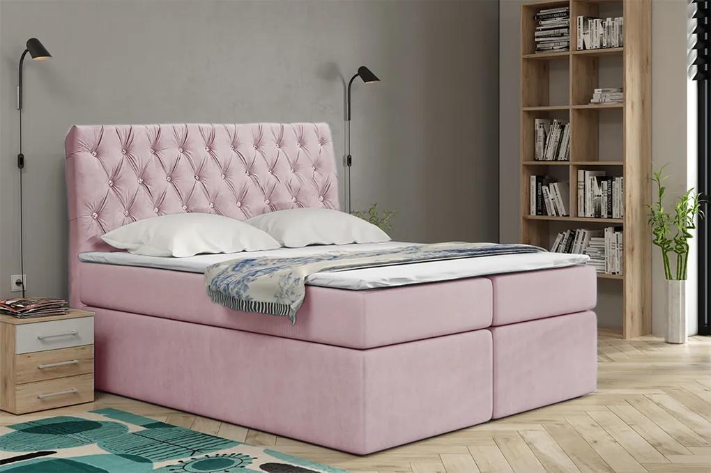 Eka Kontinentální čalouněná postel Luxurious - Cassablanca (180x200 cm) Barva látky Trinity: (2319) Světlá růžová