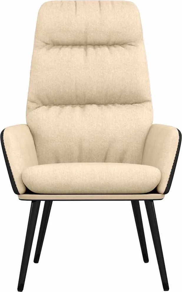 Relaxační křeslo se stoličkou krémové textil a umělá kůže 3097508