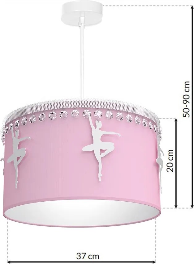 Dětské závěsné svítidlo Baletnice pink, 1x růžové textilní stínítko, w
