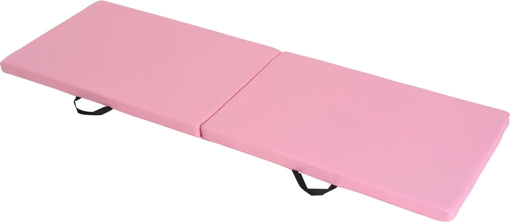 HOMCOM Skládací Cvičební Podložka pro Gymnastiku, Jógu a Pilates 180L x 60W x 5H cm Růžová