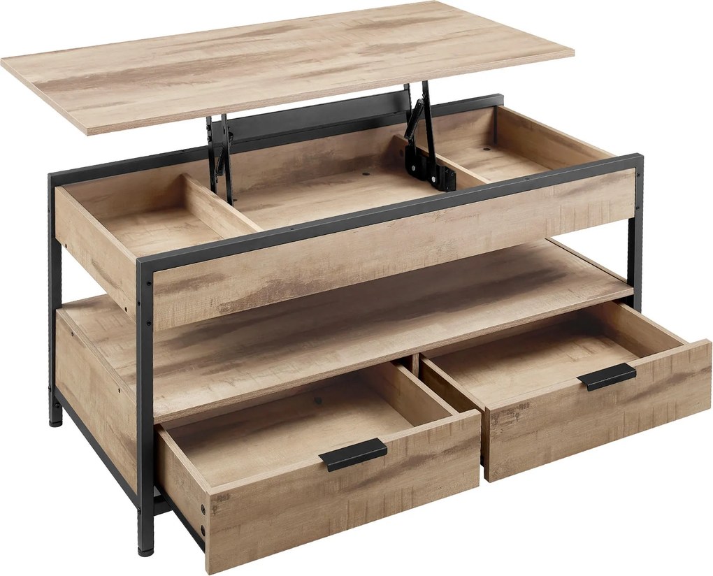 XXXLutz KONFERENČNÍ STOLEK, černá, světle hnědá, kov, kompozitní dřevo, 100/50/48-62 cm MID.YOU - Konferenční stolky - 002543028706