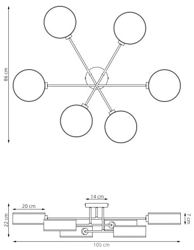 Přisazený lustr MAGA 6xE14/10W/230V černá