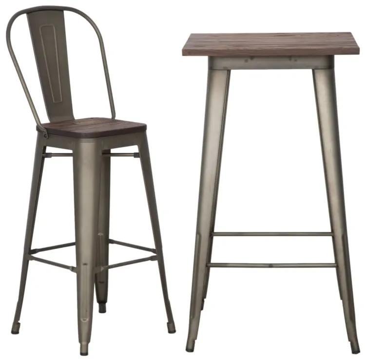 Barový stolek Mauro Ferretti Derto 60x60x105 cm, šedá/hnědá