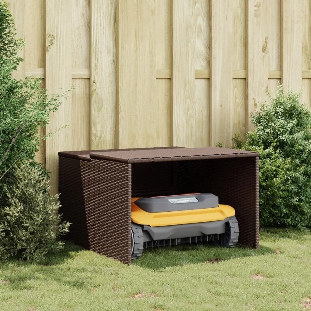 vidaXL Garáž pro robotickou sekačku 86x90x52/57 cm polyratan [365404] Barva: Hnědá