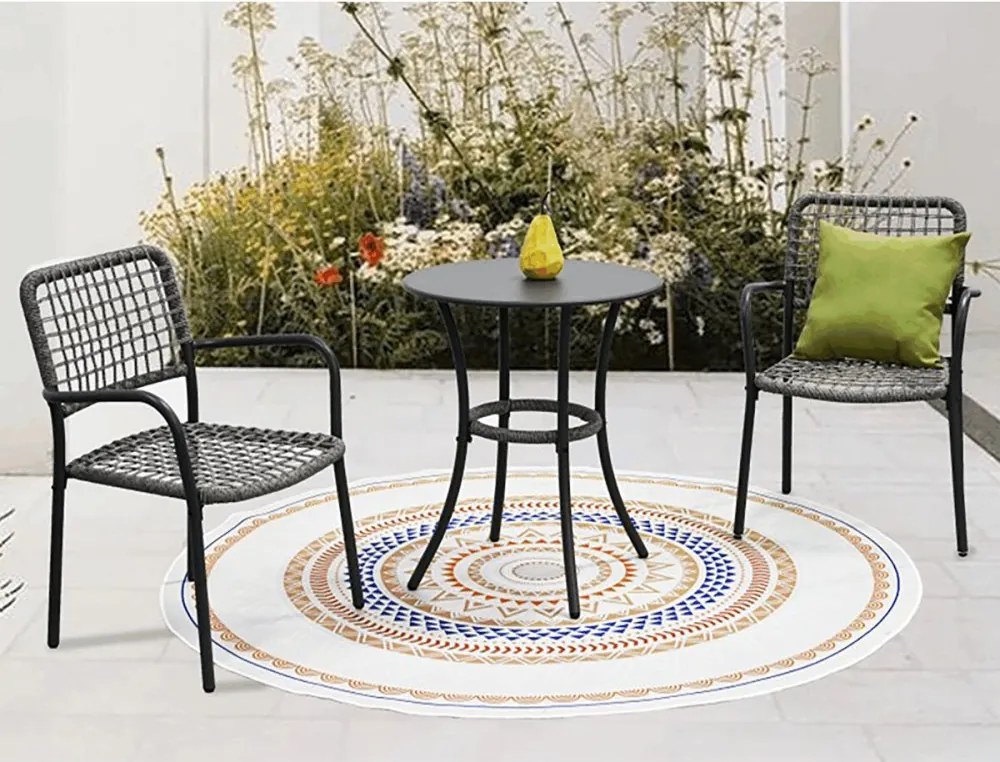 Balkónový set 1+2, stůl, židle umělý ratan barva antracit, kov antracit (58 x 57) cm
