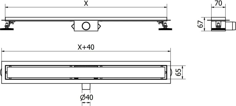 Mexen Flat M13 lineární odtok 2v1 110 cm, černý - 1710110