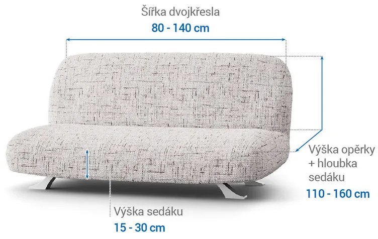 Bielastické potahy VITTORIA smetanová dvojkřeslo s dřevěnými rukojeťmi (š. 80 -140 cm)