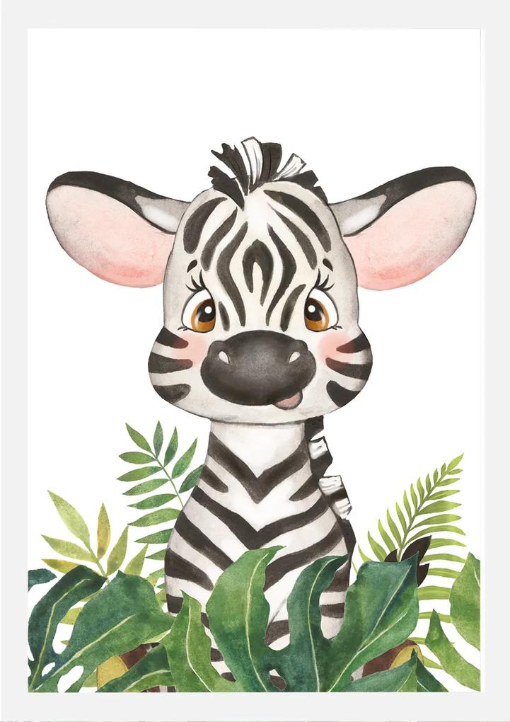 Plakát Safari Zebra - Obraz, Plakát Velikost: B2 - 50x70 cm, Volba rámu: s černým rámem