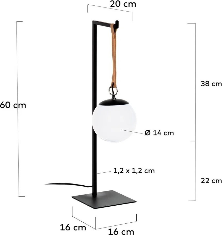 Černá kovová stolní lampa s plastovým stínidlem (výška 60 cm) Monteiro – Kave Home