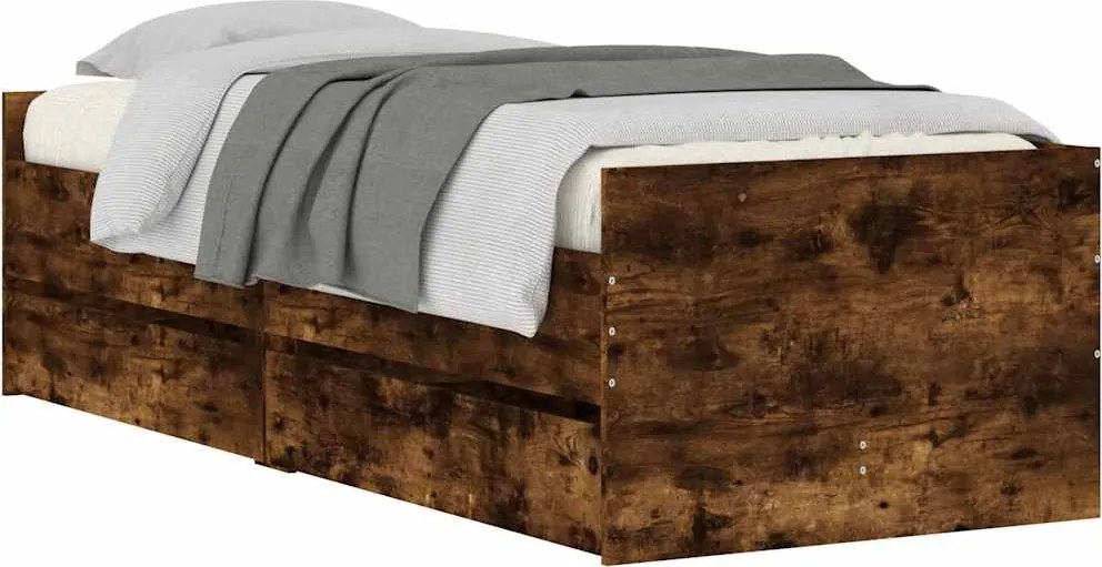 Rám postele se zásuvkami kouřový dub 90 x 200 cm 3207347