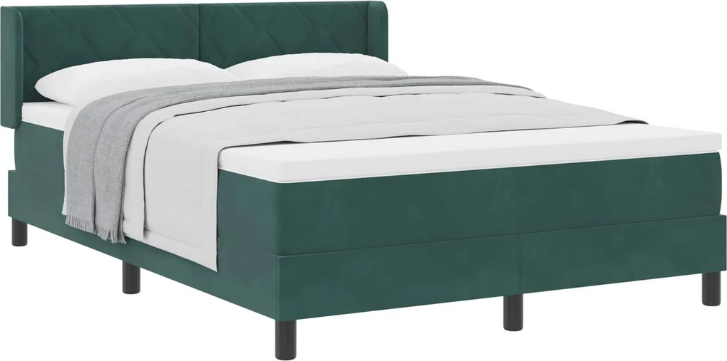 Postel s boxspringem s čelo Tmavě zelená 190 x 140 cm samet 3341519