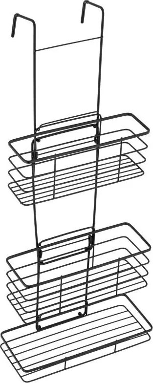 Erga Rafek, trojitá koupelnová polička do sprchy na zavěšení 30x12,5x71 cm, černá matná, ERG-YKA-CH.RAFEK-BLK
