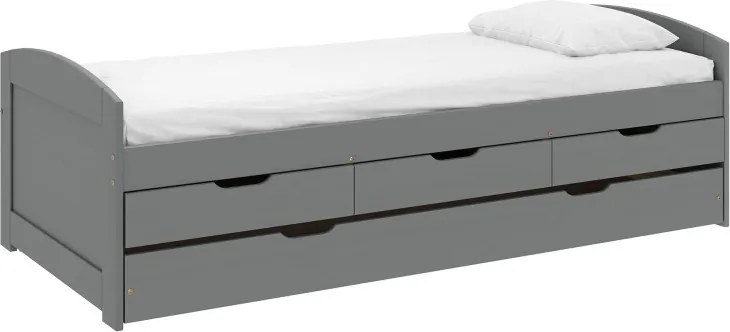 Postel s výsuvnou přistýlkou, 90x200, šedá, masiv, MARINELLA NEW Kondela 0000357994