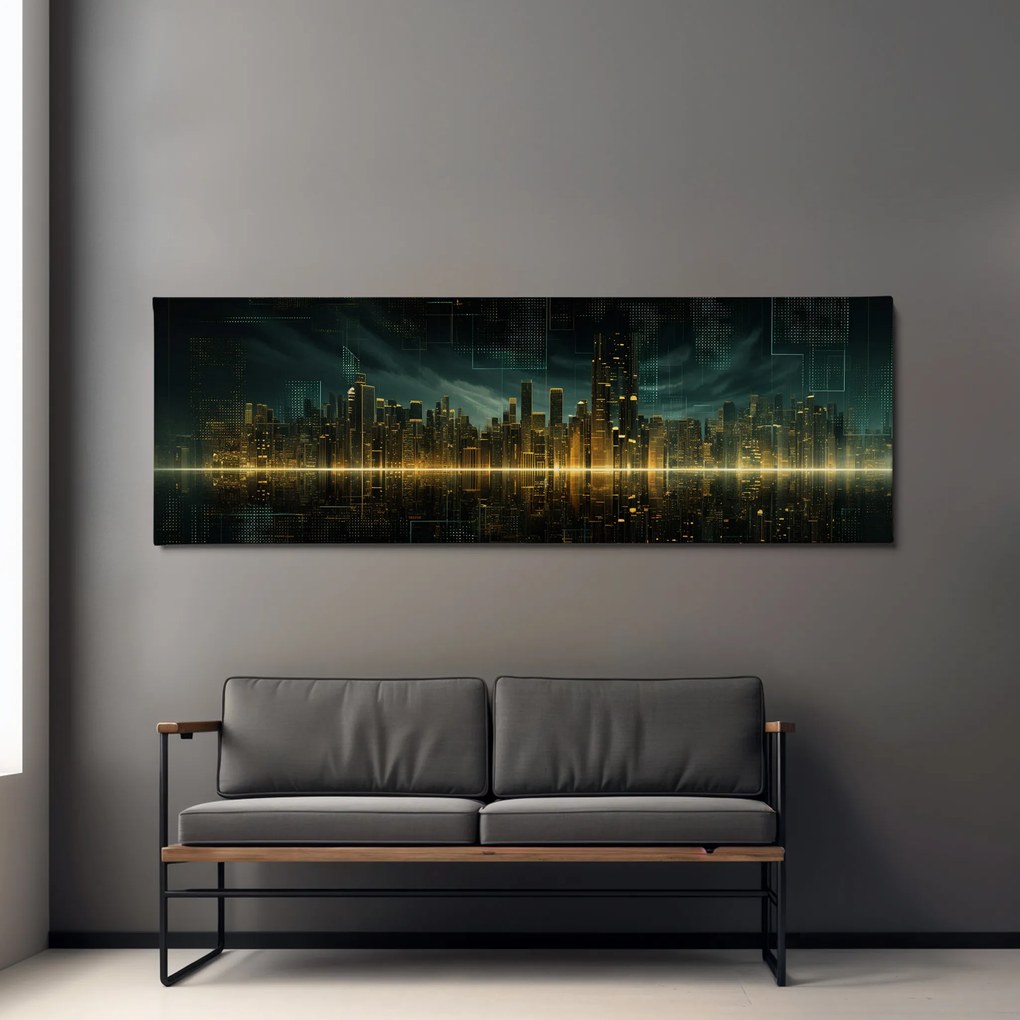 Obraz na plátně - Futuristické město - Hi-Tech Metropole FeelHappy.cz Velikost obrazu: 150 x 50 cm