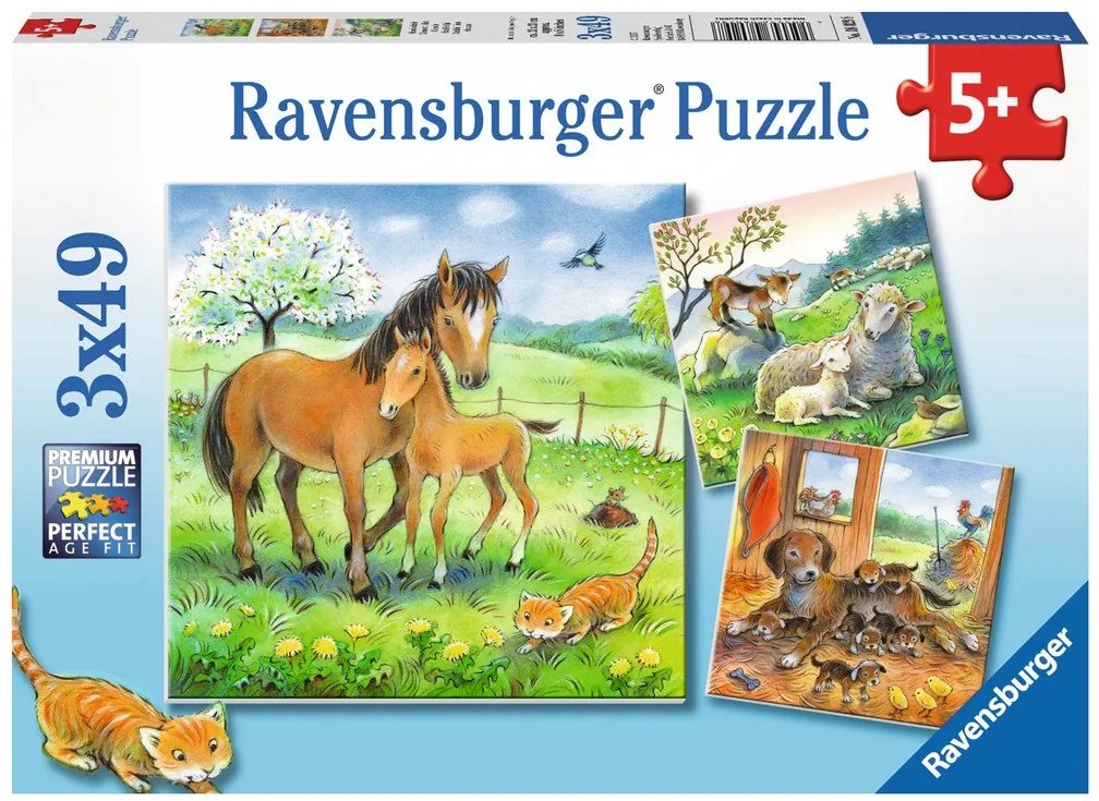 Ravensburger puzzle zvířecí mazlení 3x49 dílků