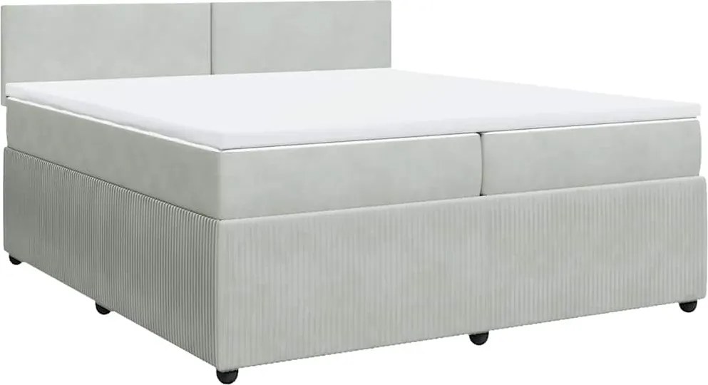 Box spring postel s matrací světle šedá 200x200 cm samet 3287824