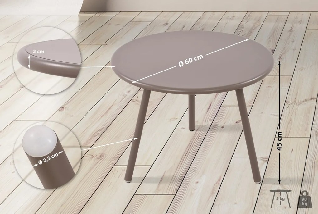Konferenční stolek Minot - v45 x Ø60 cm - Taupe