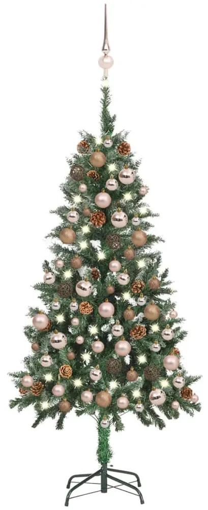 3077847 vidaXL Umělý vánoční stromek s LED sadou koulí a šiškami 150 cm