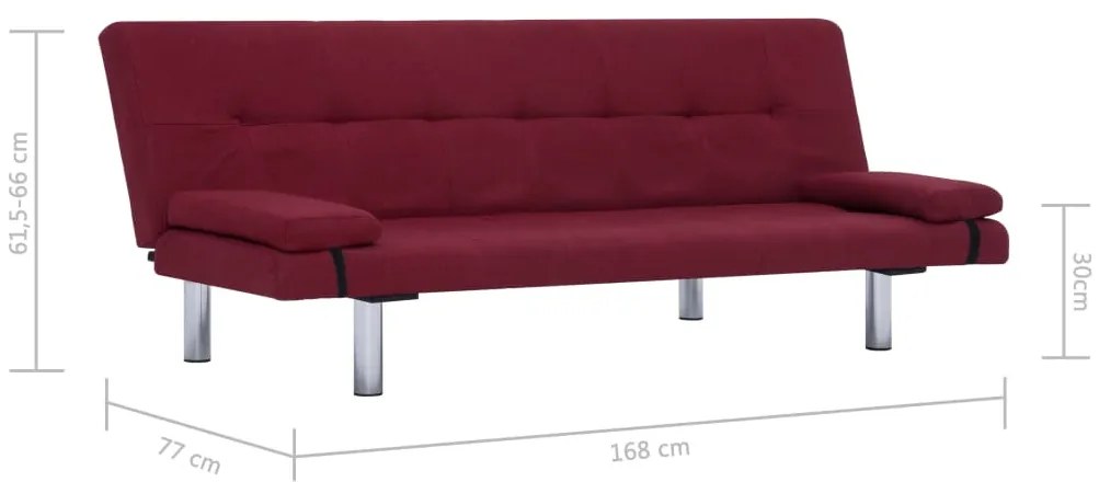 vidaXL 282191 Marketos Sofa Bed with Two Pillows Wine Red Polyester